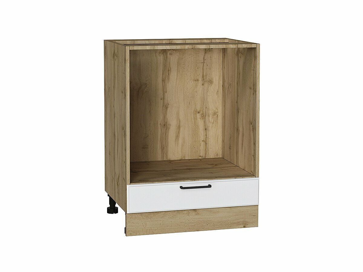 Шкаф нижний под духовку Барселона, цвет фасада Белый, цвет каркаса Дуб Вотан, 816*600*484 мм