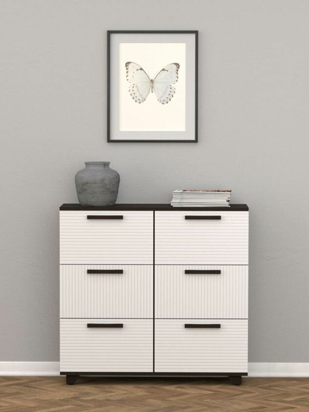 Обувница для прихожей Копенгаген 6 ящиков Венге / Белый Матовый (12 Стульев)