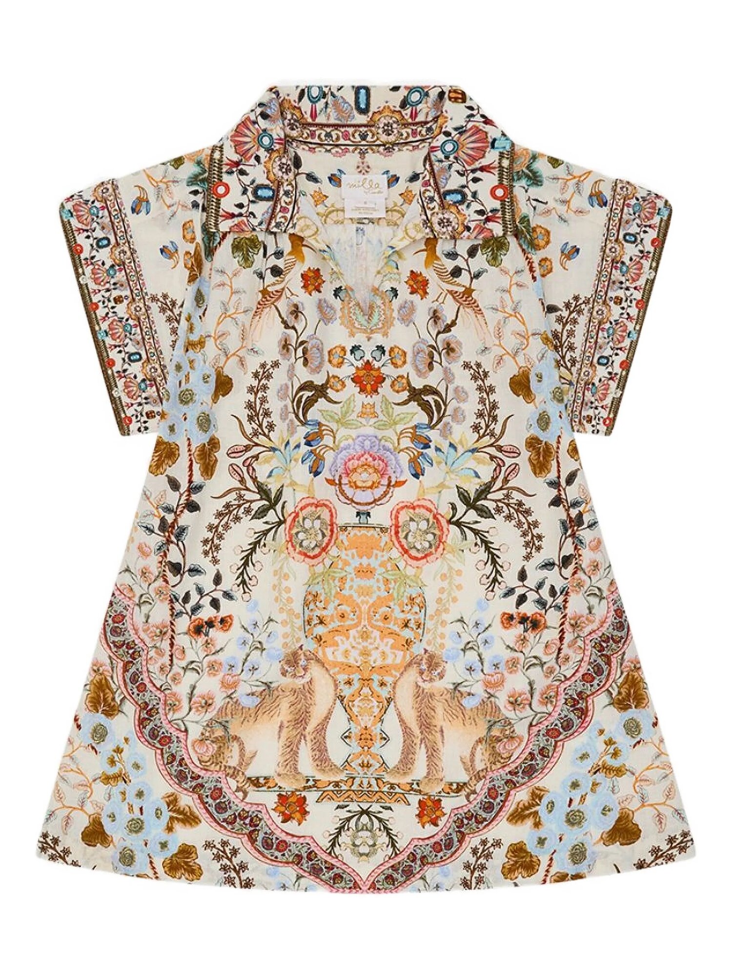 Платье Floral-print collared shirt casual dress