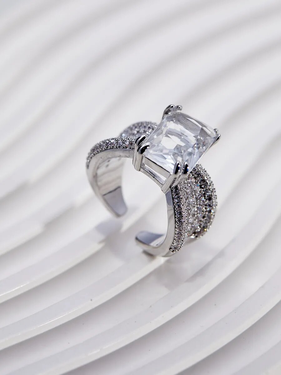 Кольцо, фианит, кристалл, циркон