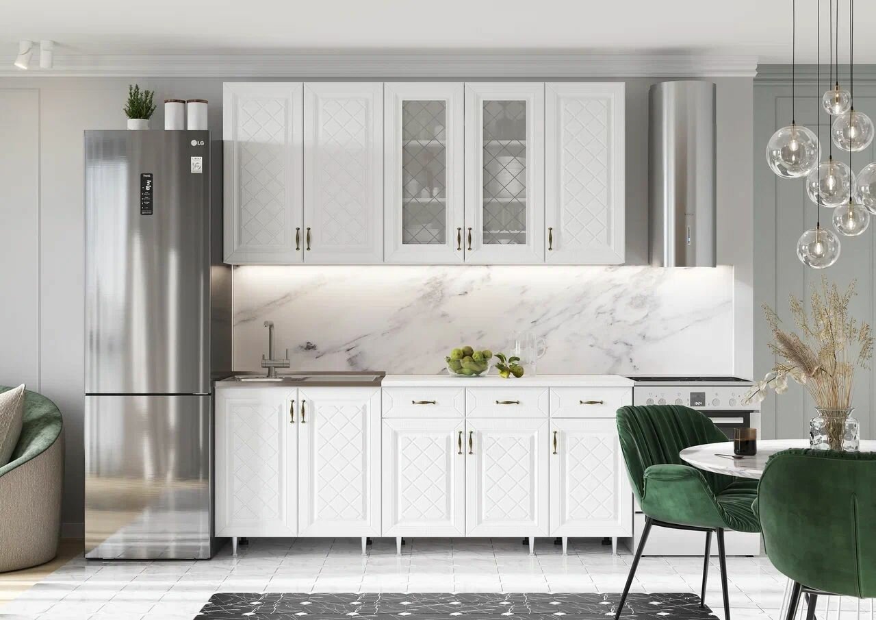 Кухня Ирина 2,0 м. Белый матовый, Белый