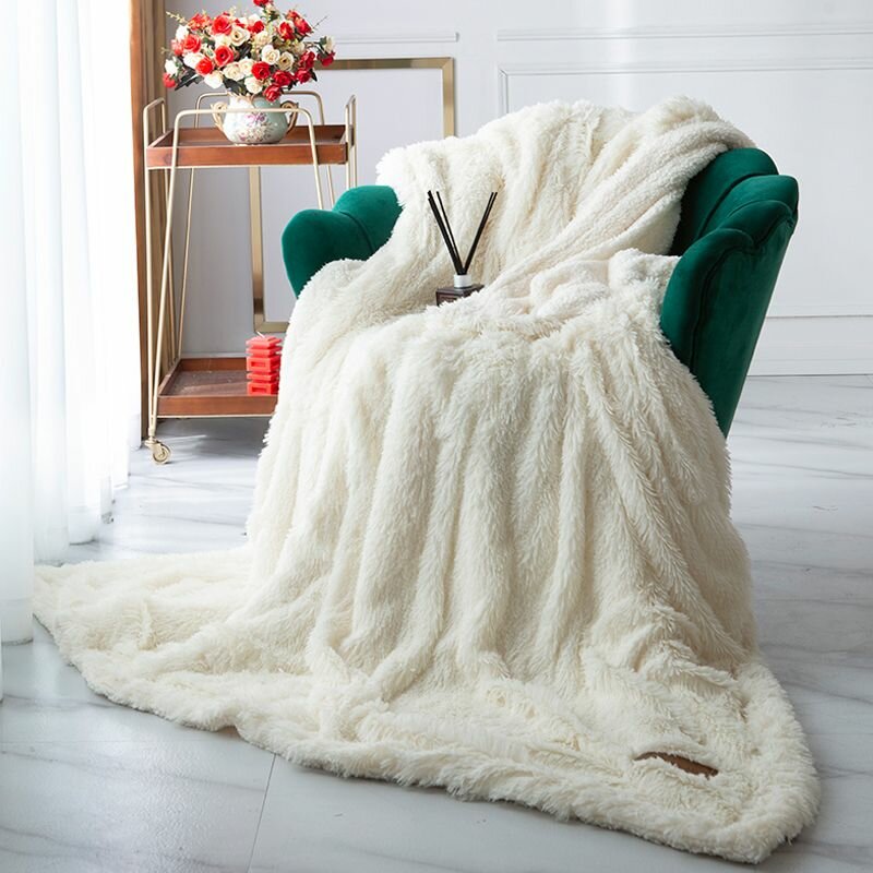 Двустороннее пушистое одеяло Plush Bedspread -lj-BF