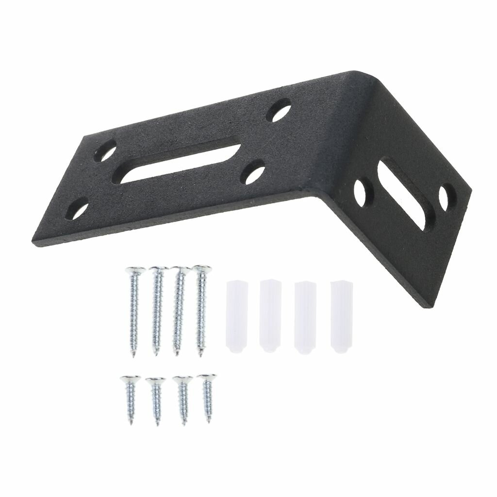 (1 шт.) Кронштейн угловой Г-образный для полкодержателя - черный 40x80 мм