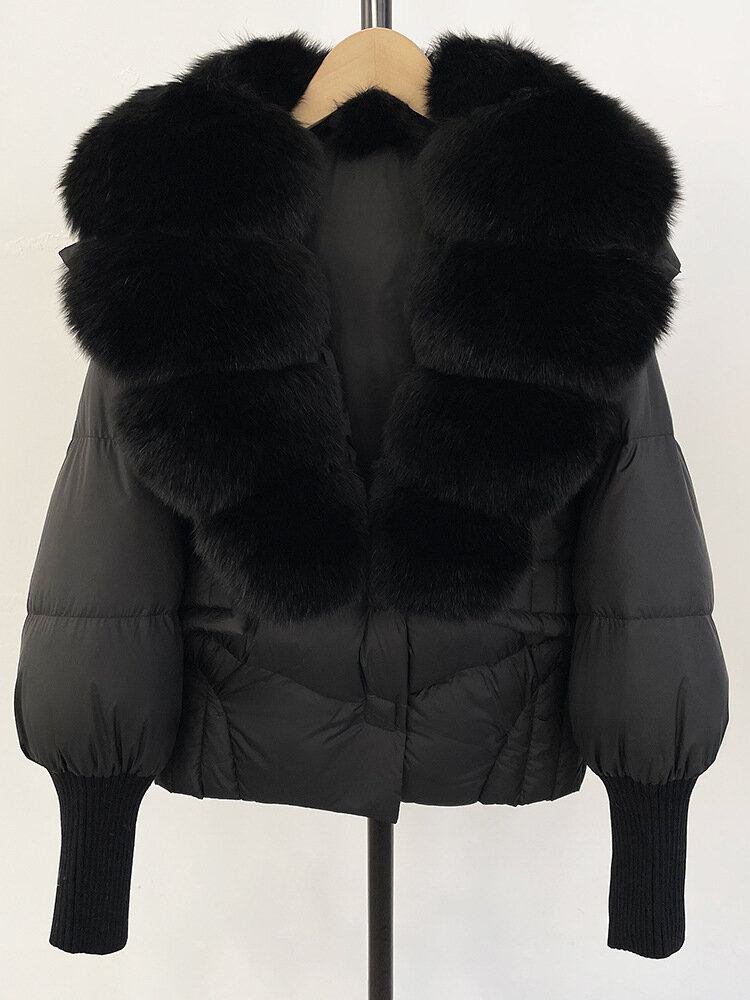 Зимняя куртка-пуховик для женщин, новый стиль, короткая и универсальная, маленького размера, высококачественная, воротник из лисьего меха, модная куртка-пуховик.