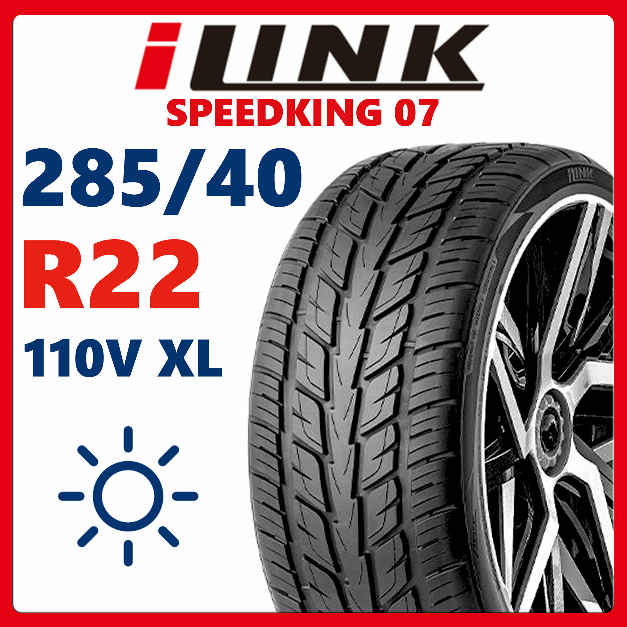 Летние шины iLink SPEEDKING 07 285/40 R22 110V XL симметричный, направленный протектор
