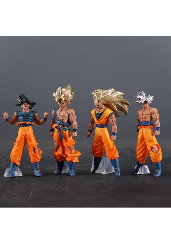Набор из 4 фигурок Dragon Ball Son Goku, фигурки Гоку Супер Сайян из ПВХ, 4 шт, без коробки