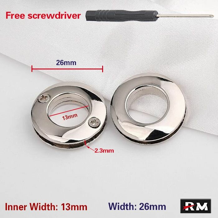 Люверсы с винтом, Аксессуары для сумки из сплава, Застежка, Его также можно использовать для украшения одежды, обуви и головных уборов, Внешний диаметр 26 мм, серебристый, 2 шт