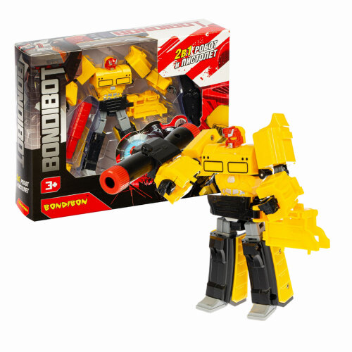 Трансформер 2в1 Bondibon ВВ4963 Робот-пистолет с проектором, желтый