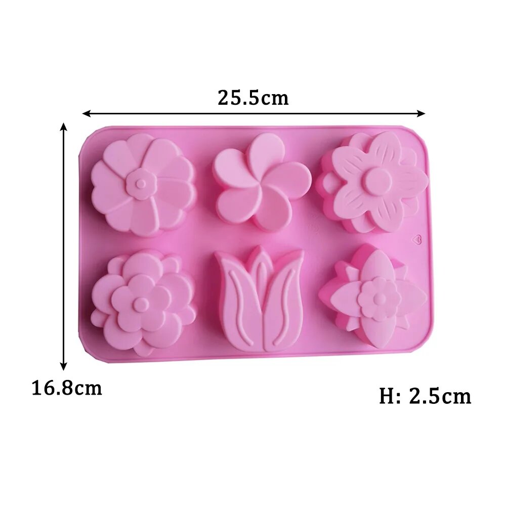Формы для мыла и свечей силиконовые, 6 шт, B-pink