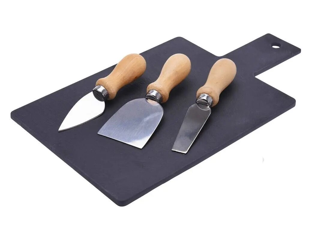 Доска для сыра с комплектом ножей магия камня, сланцевая, чёрная, 33х17 см, Koopman International