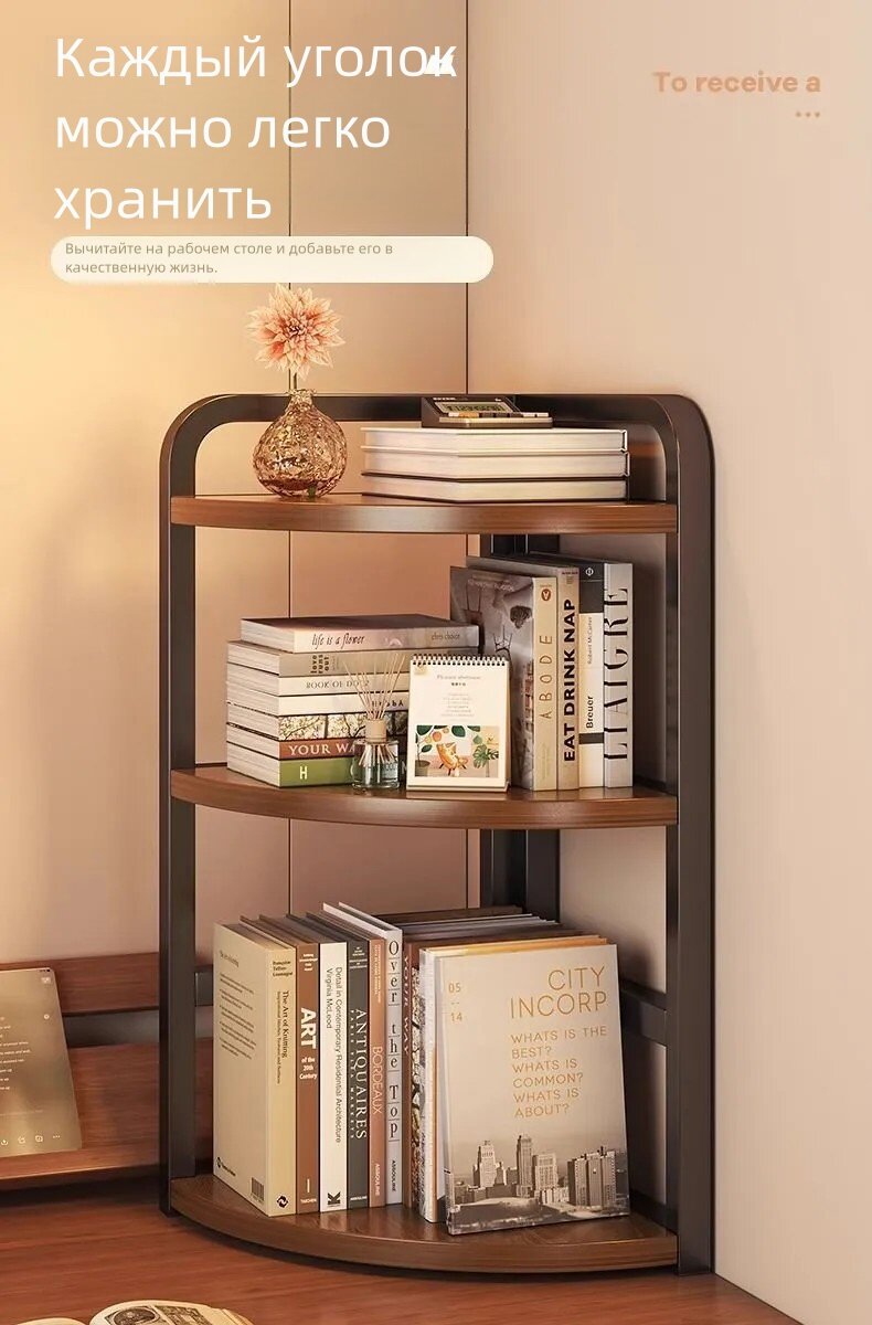 Угловая полка для стола 2-х ярусная (31x31x43 см) + черная стойка