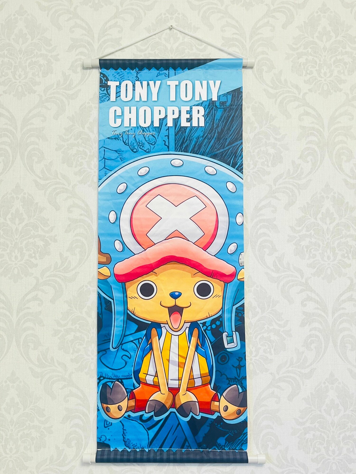 Гобелен плакат панно на стену Любитель сладкой ваты Тони Тони Чоппер (Tony Tony Chopper) из аниме Ван Пис (One Pice - Большой Куш) 70x25 см