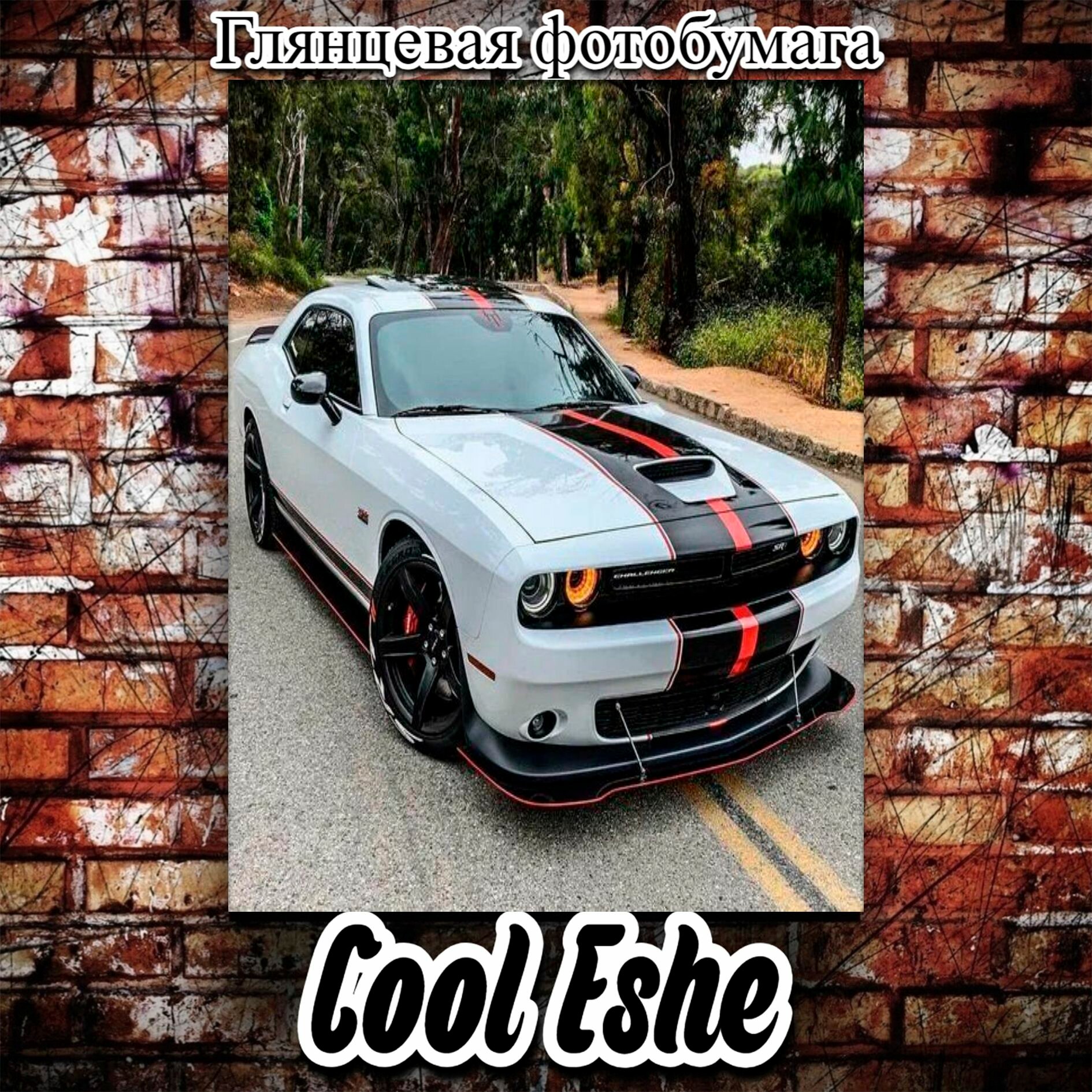 Постер "Dodge Challenger, белый" из коллекции "Автомобили" А2