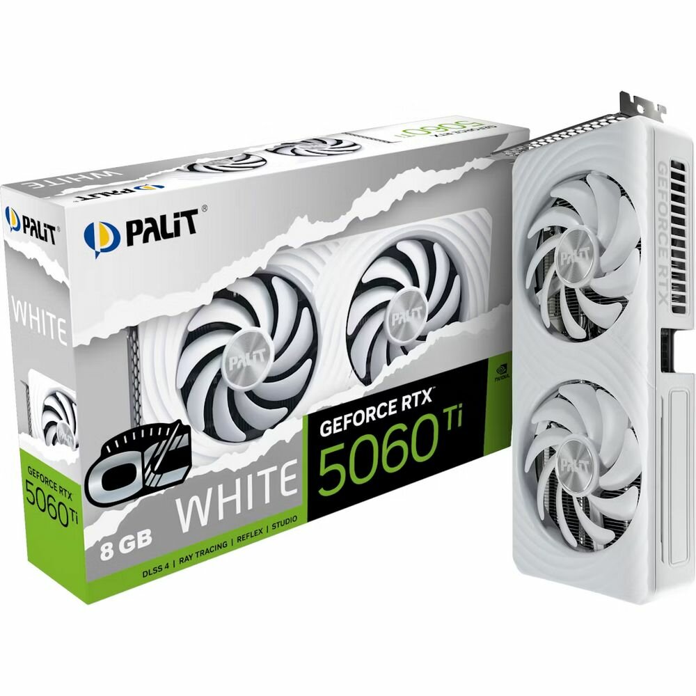 Видеокарта Palit RTX5060Ti WHITE OC 8GB GDDR7 128bit 3xDP HDMI 2FAN RTL