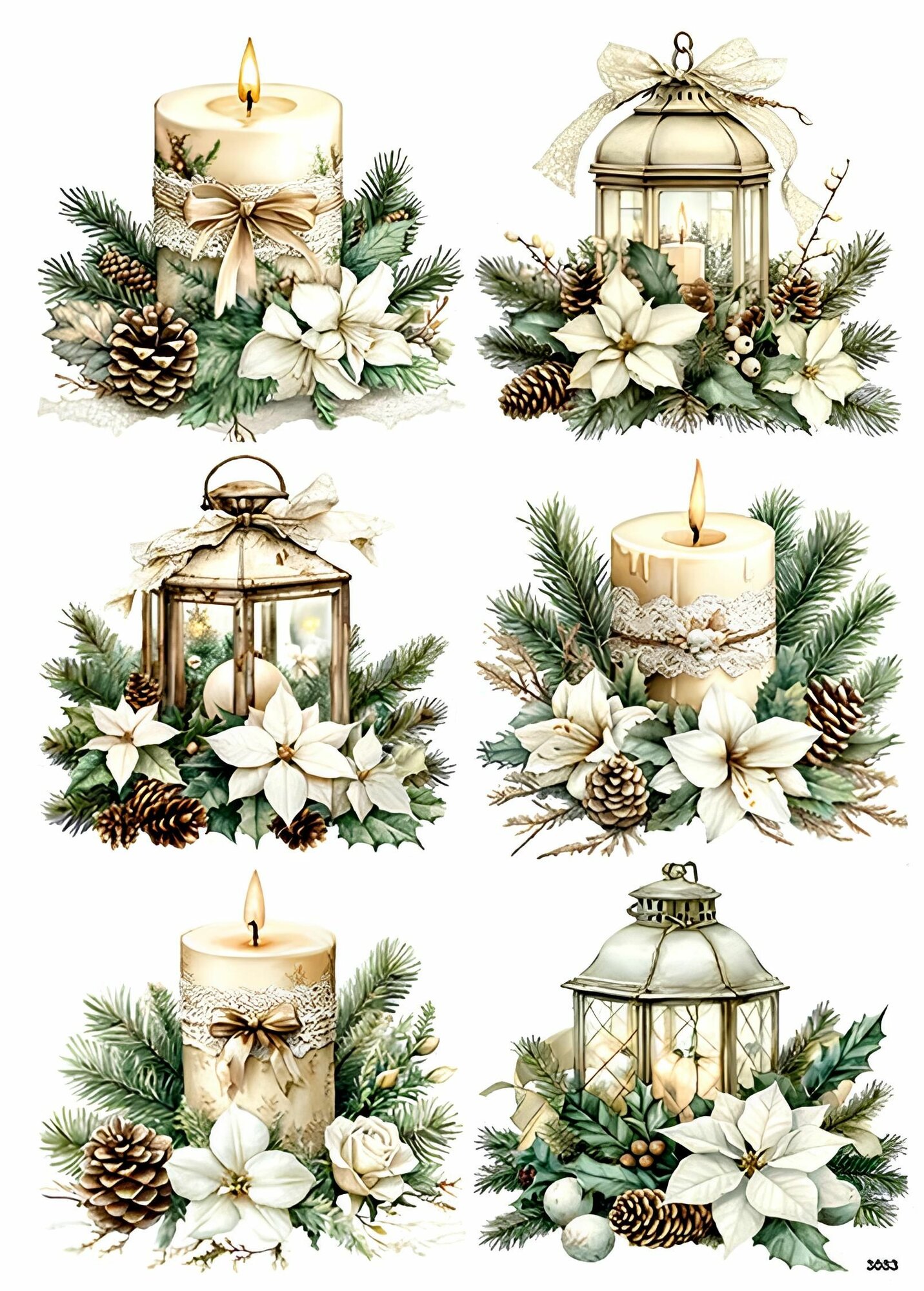 Декупажная карта About Time, А4, бежевая, зеленая, коричневая