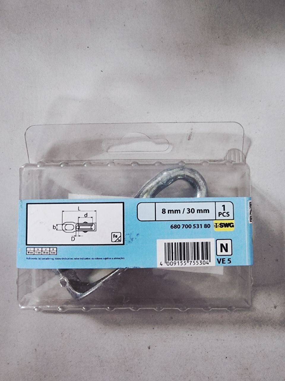 Блок роликовый такелажный одинарный 8*30 1шт SWG, Германия