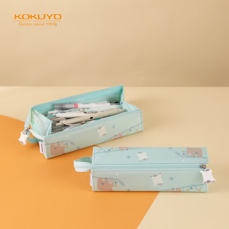 KOKUYO C2-R Pencil Case, Mofu-Mofu Series Large Capacity Pencil Storage Box, Light Green, WSG-PC5M22LG
