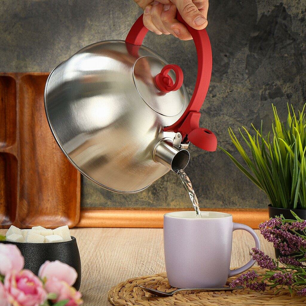 Чайник DANIKS из нержавеющей стали, 2,8 л, со свистком, зеркальный, с ручкой с нейлоновым покрытием, индукционный