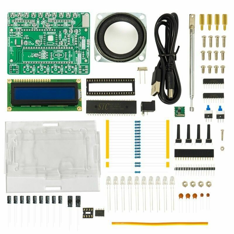 9V KIT Набор для самостоятельной сборки и пайки опытных пользователей "Электронный радиоприемник с корпусом и ЖК экраном" (У)