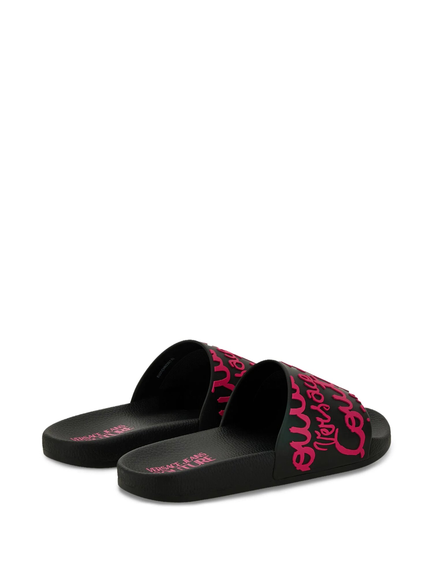 Шлёпанцы Versace Jeans Couture Logo-print slides, размер 35, black/black — фото 1