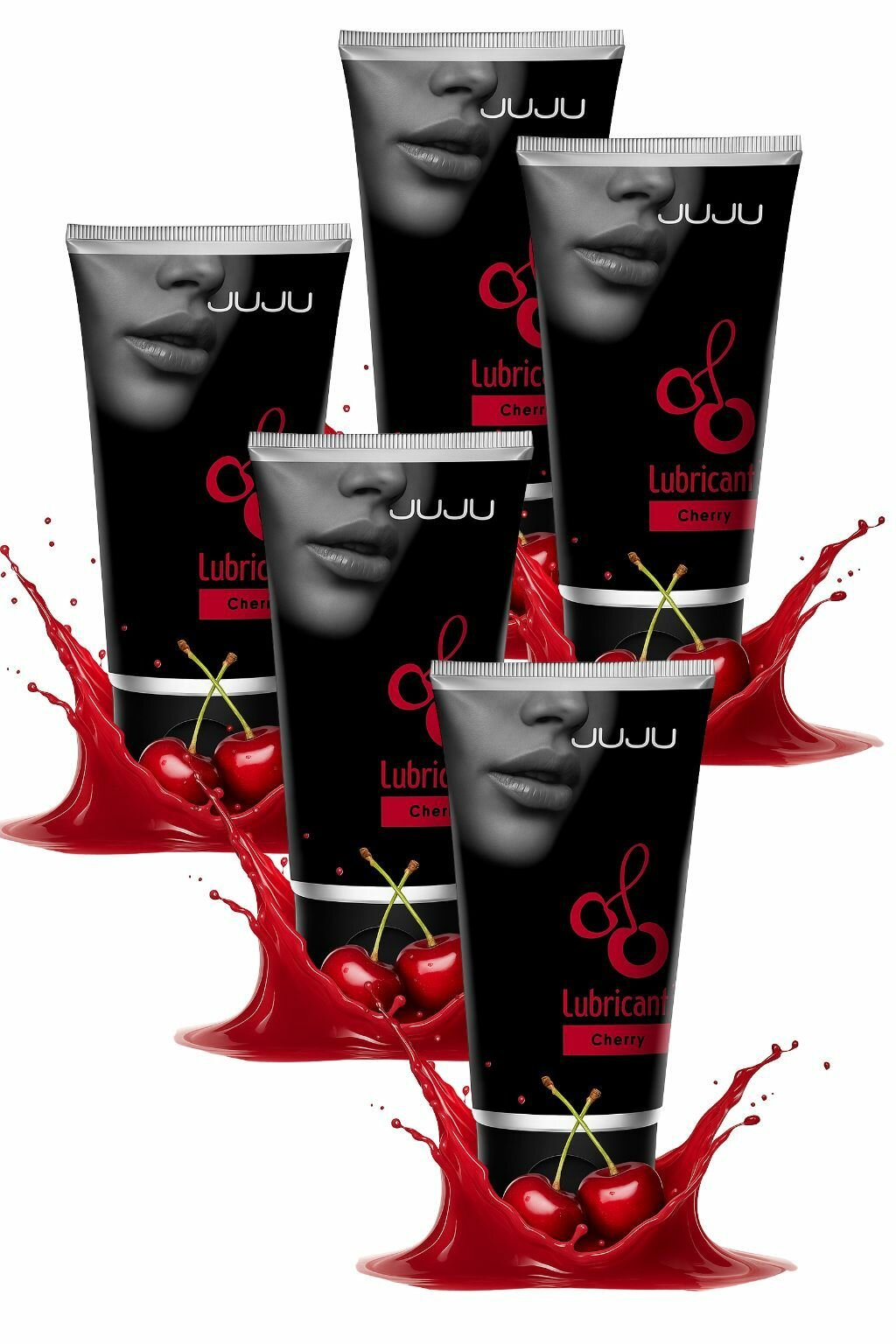 Набор из 5 съедобных лубрикантов JUJU со вкусом вишни, JuJu, На водной основе