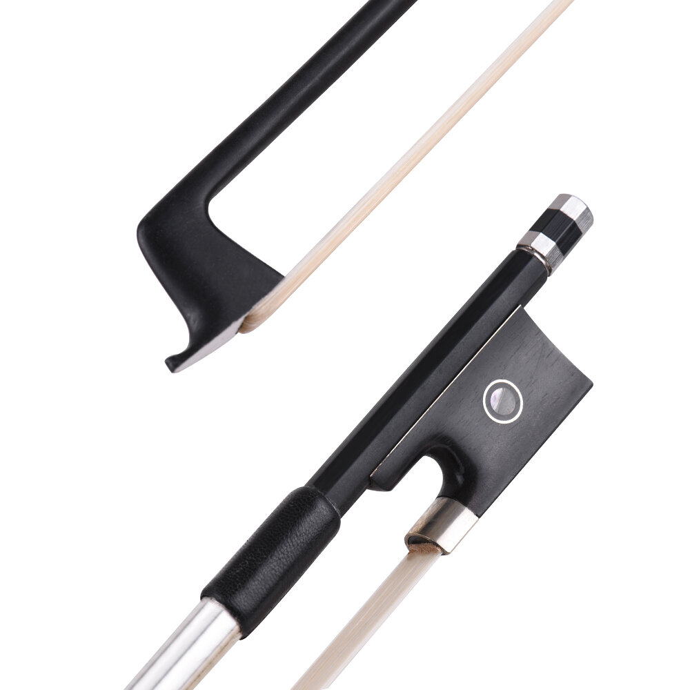 Сбалансированный смычок для скрипки 4/4 из углеродного волокна, круглая рукоятка, изысканная колодка из конского волоса и черного дерева.