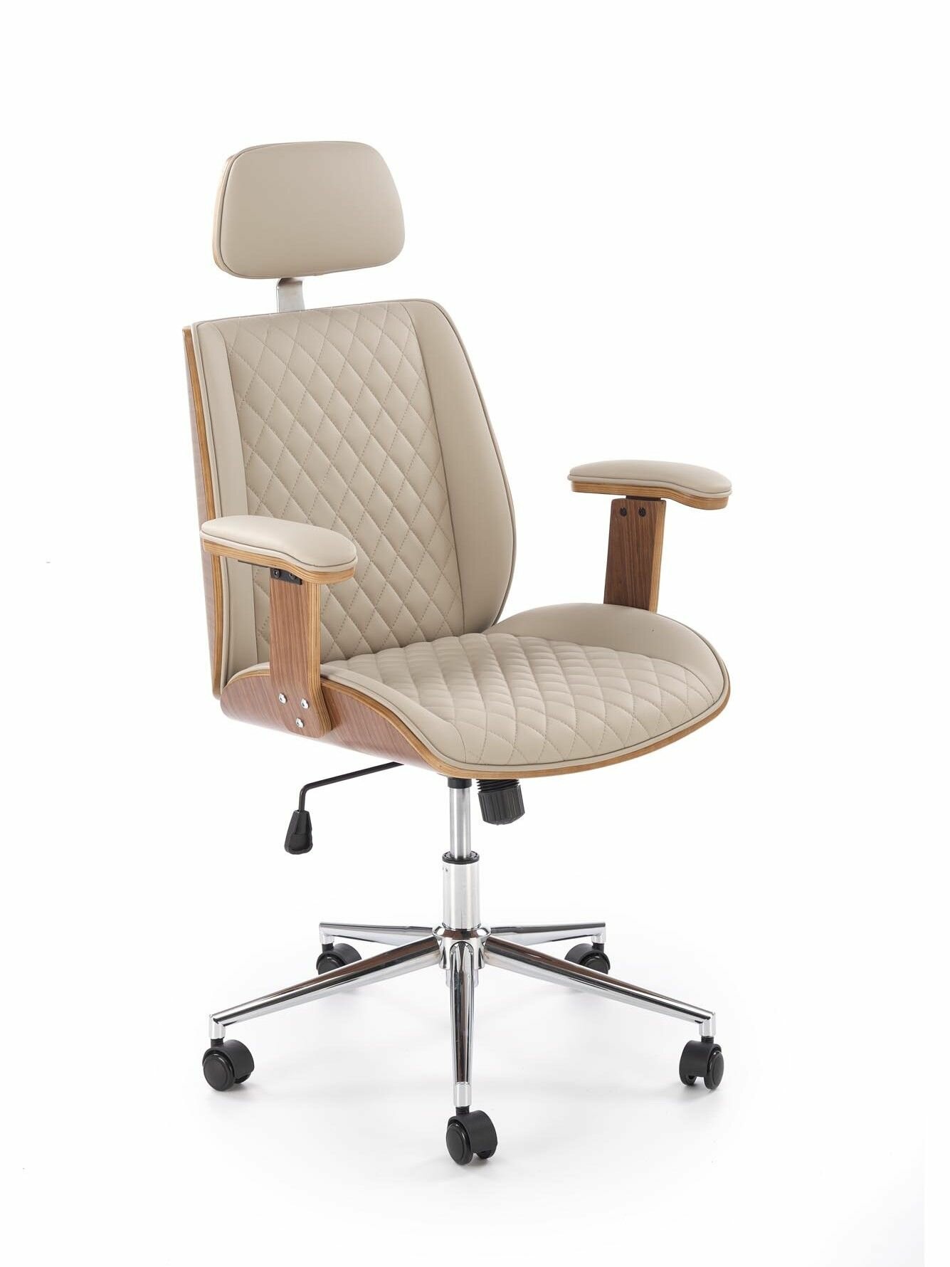 Кресло компьютерное HALMAR TIMBER бежевый/орех