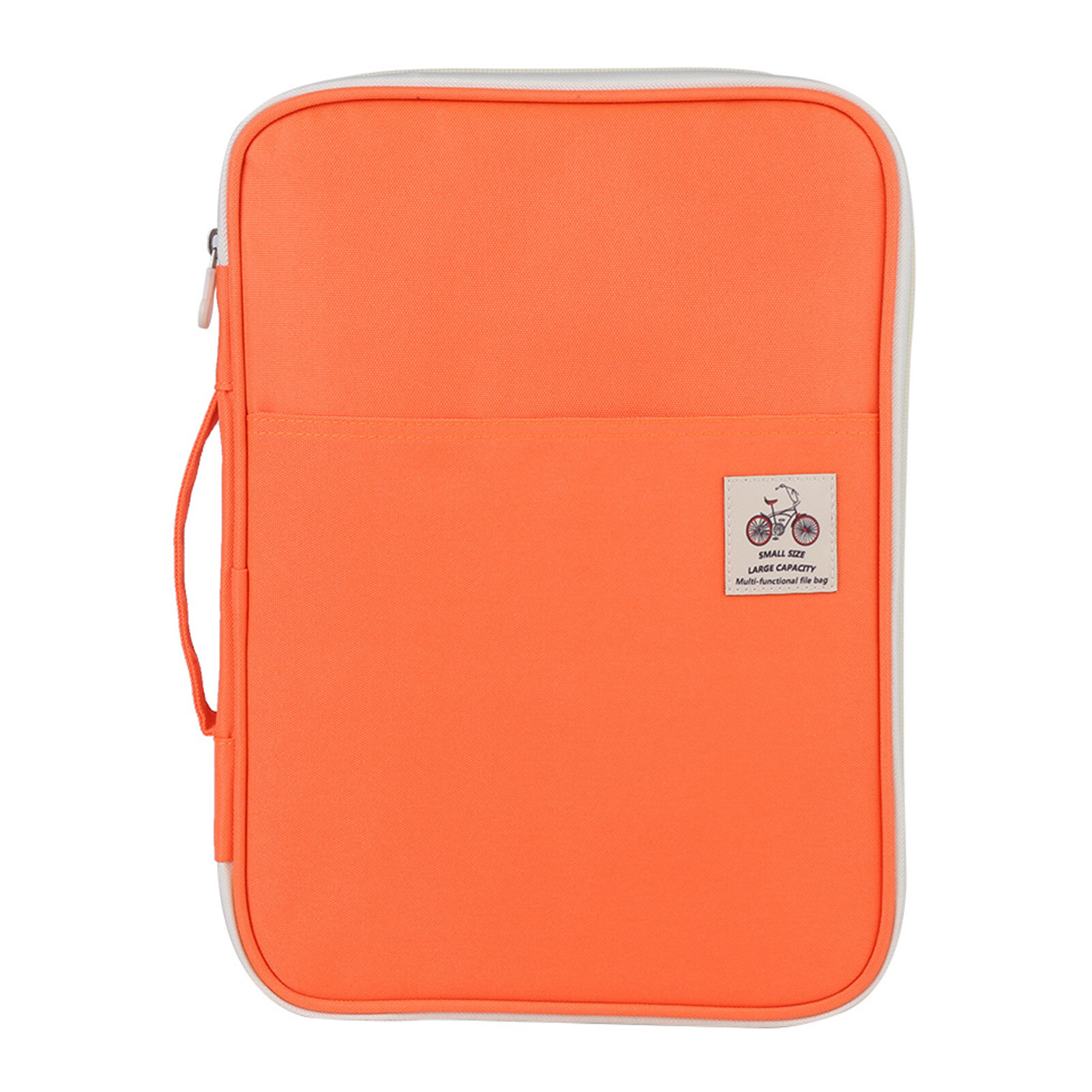A4 Document Bag File Folder Portfolio Organizer Computer Notebook Zippered Case (Orange)