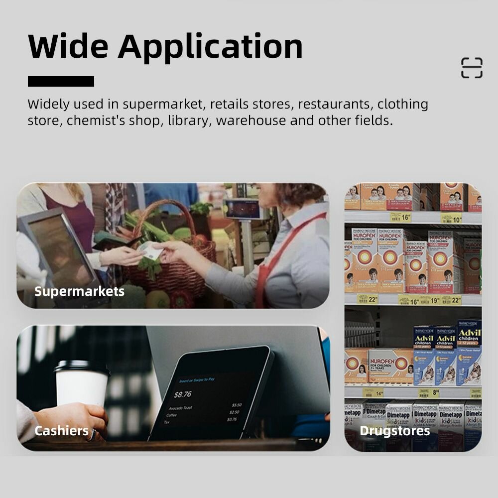 Настольный сканер 1D/2D/QR, USB, Plug&Play, CMOS, для магазинов