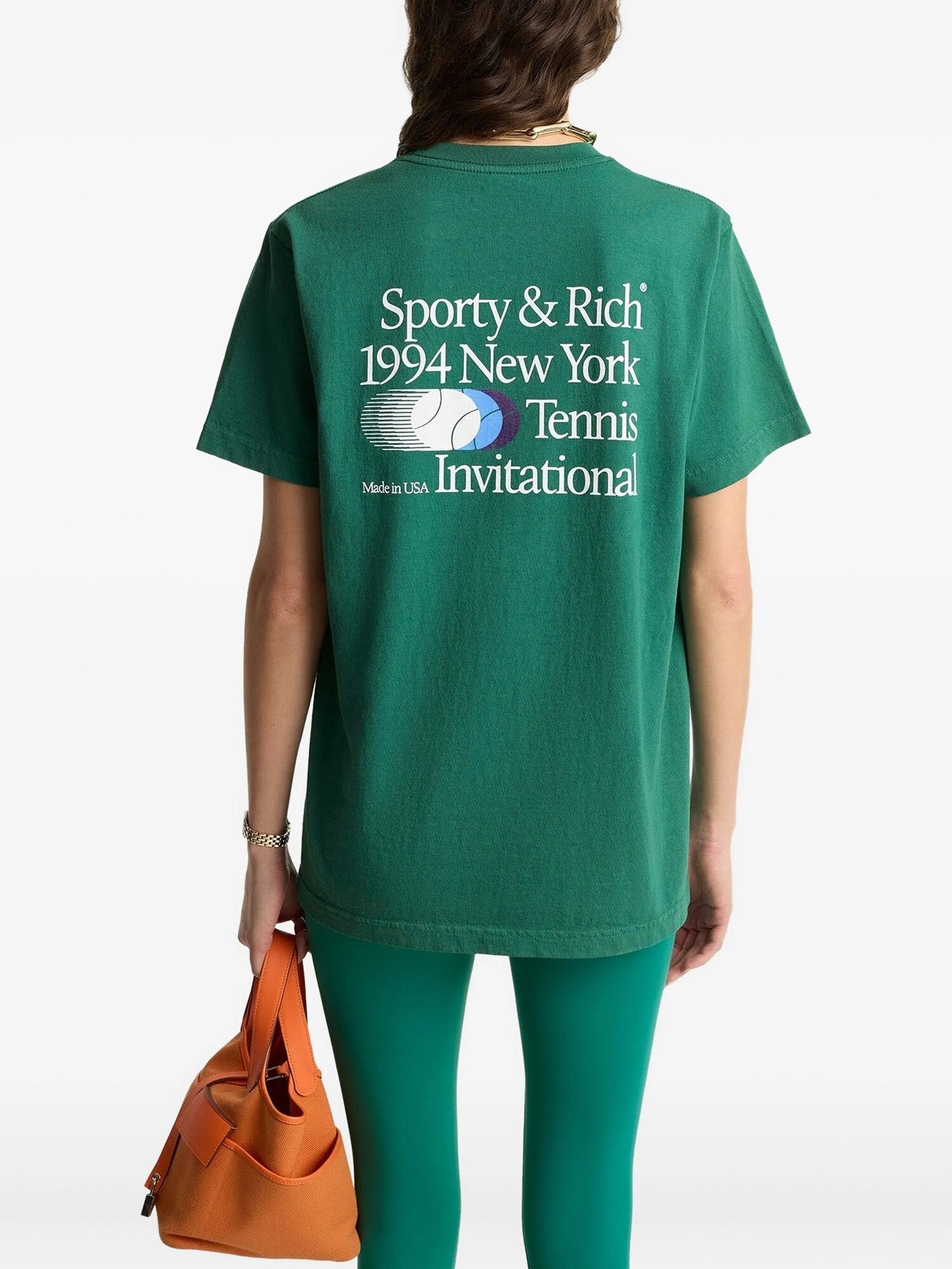 Футболка Sporty & Rich Tennis-graphic tee, размер XS, green — фото 1