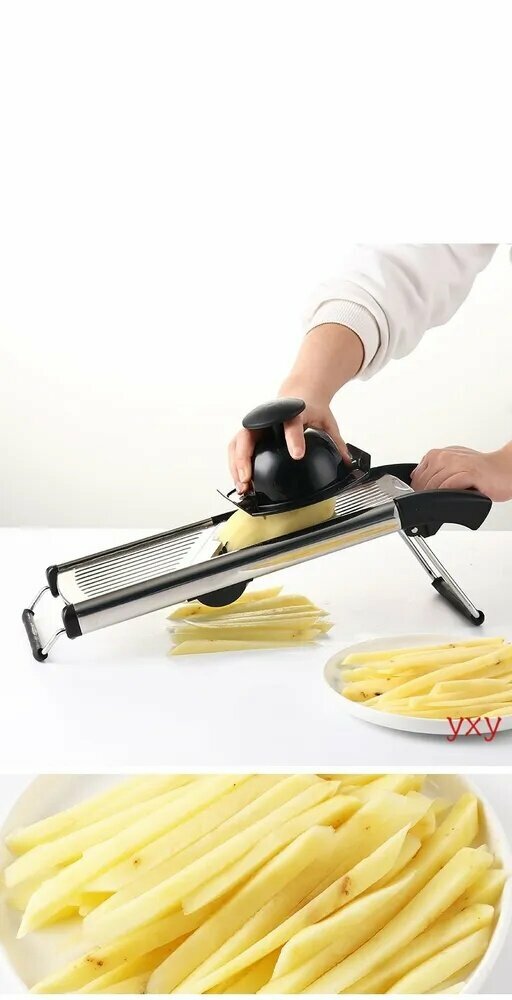 Многофункциональный кухонный набор из нержавеющией стали: овощерезка, шинковка, терка для моркови, измельчитель, дробилка для яблок и плододержатель, 5 сменных лезвий-yxy