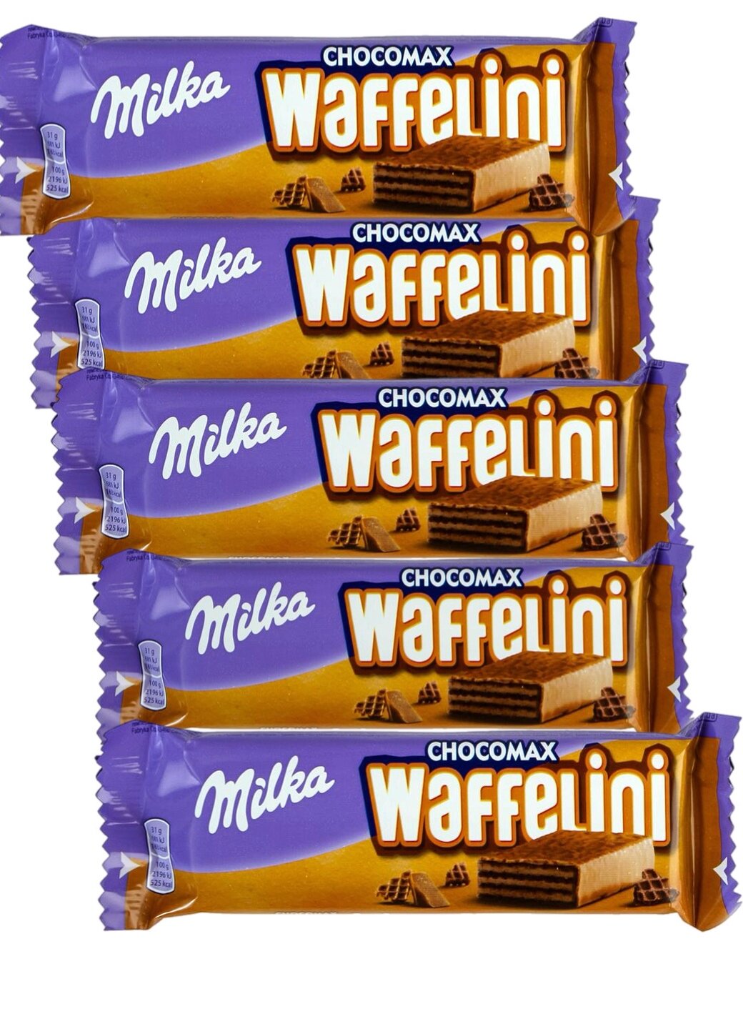 Вафли в шоколаде Milka Waffelini chocomax / cacao, вафли с начинкой какао и шоколад 5шт х 31г