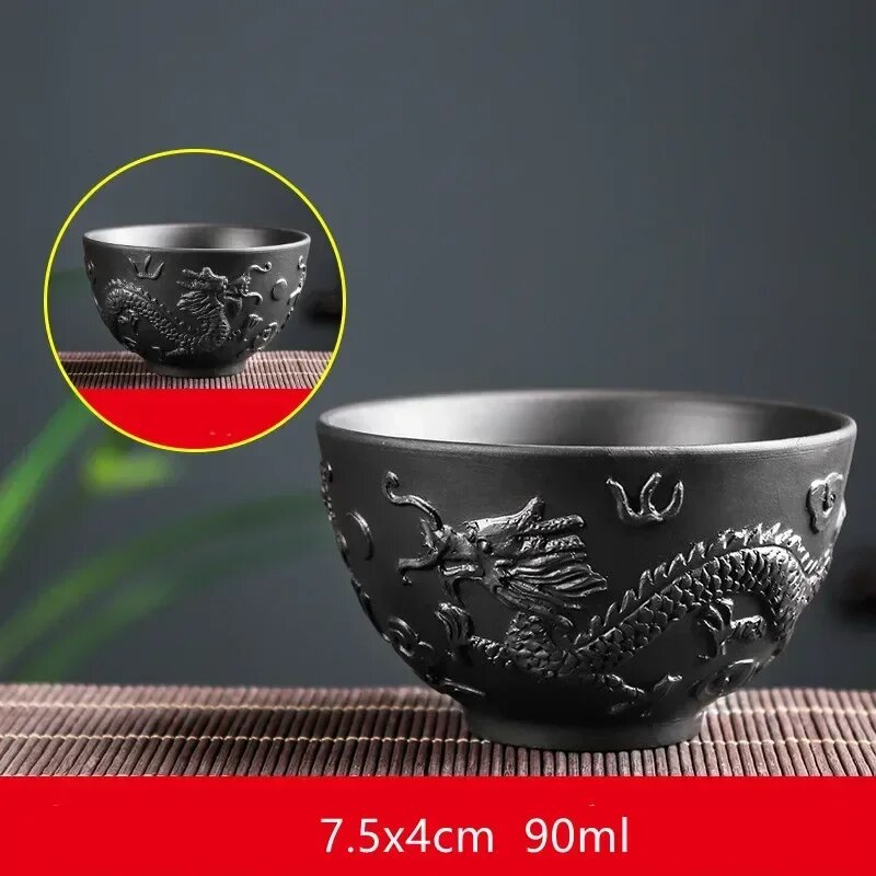 4 шт. NLSLASI ручная керамическая чашка из фиолетовой глины с драконом