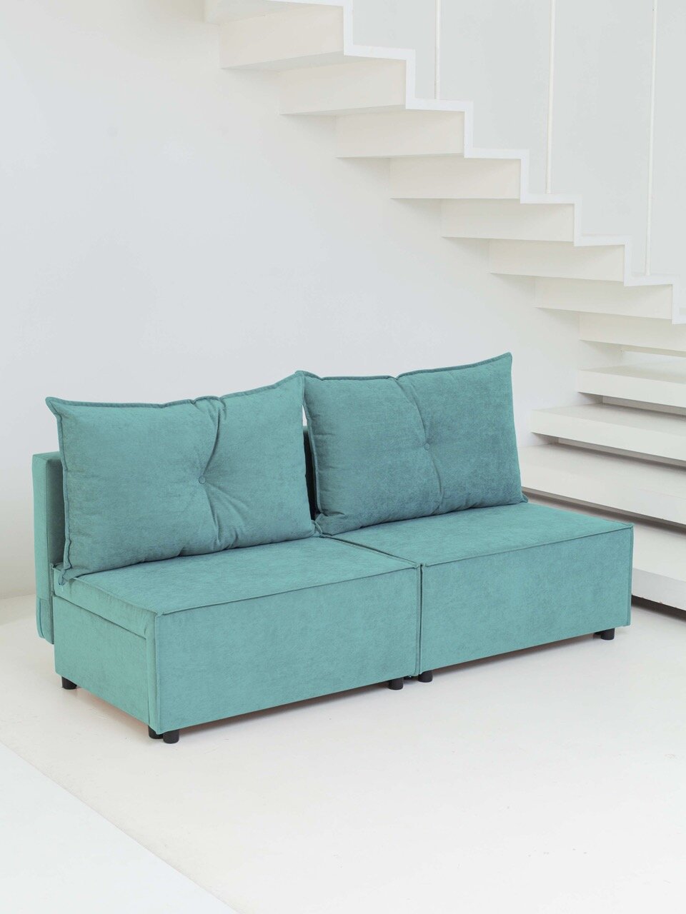 Диван CITYHD Гонконг, бирюзовый, раскладной, съемный чехол, обивка велюр
