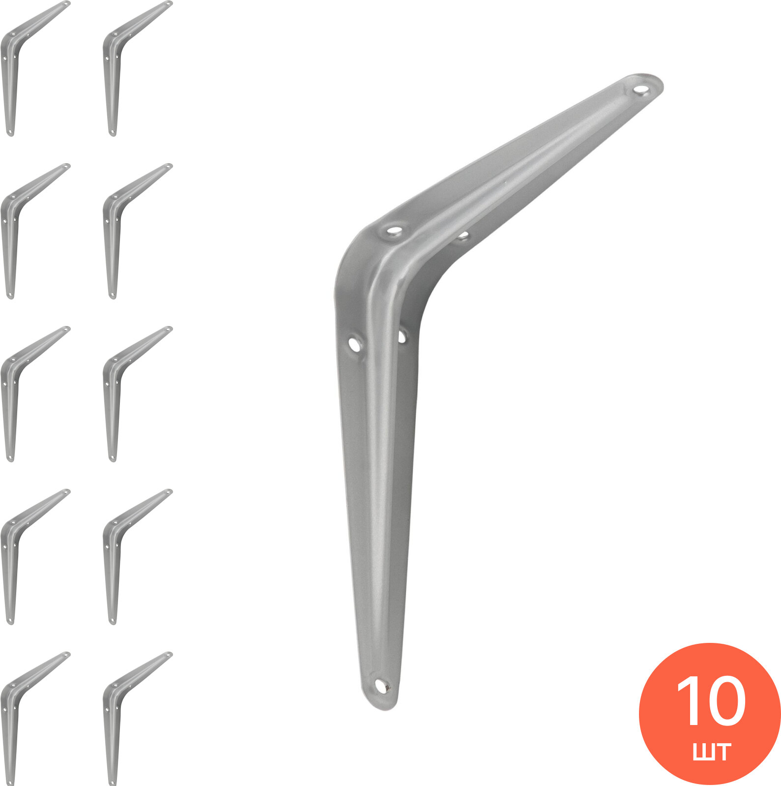 Кронштейн для полки Rock Solid Connection / Рок Солид Конекшн Domax WS 125S стальной, серый, 125×100мм / держатель (комплект из 10 шт)