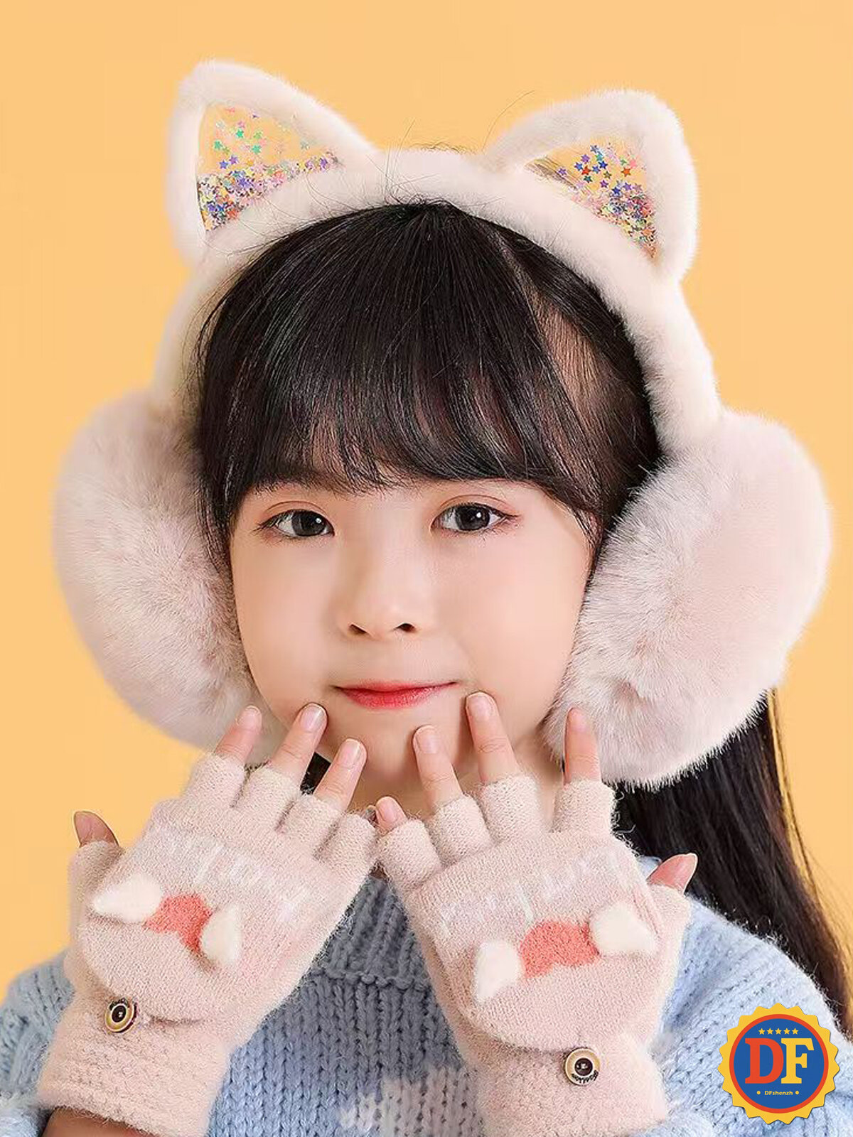 Зимние детские меховые наушники, ветрозащитные, антифриз, шелковый наполнитель, один размер