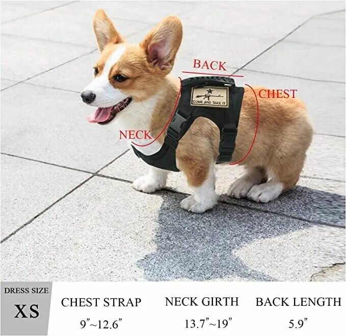 Тактическая шлейка для маленькой собаки/кошки для тренировок или прогулок на свежем воздухе, регулируемая, с резиновой ручкой-XS-черный