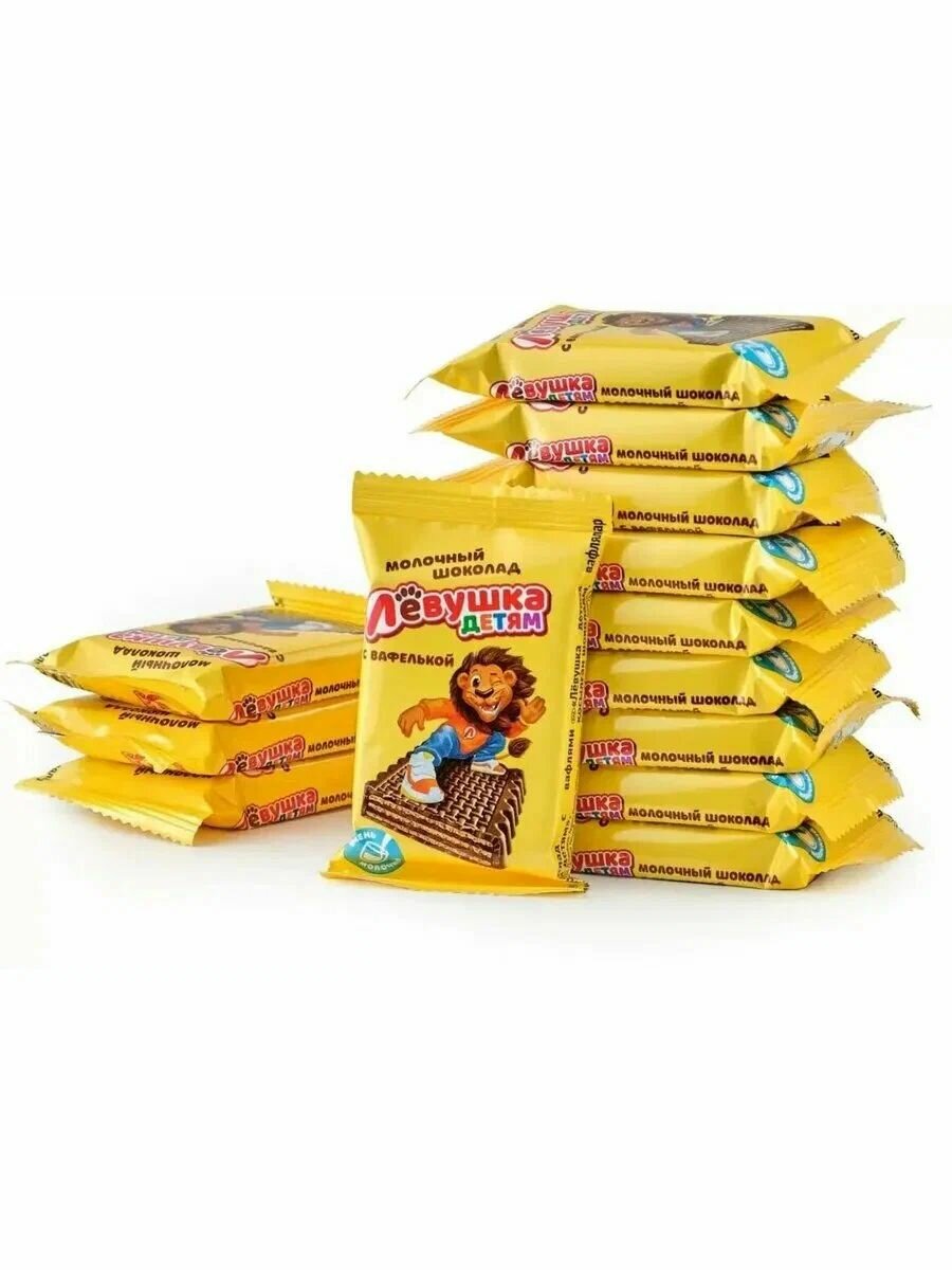 Конфеты левушка детям шоколад с вафлями 1000 г.