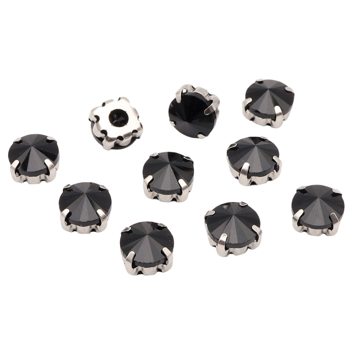 Стразы в цапах хрустальные круглые 8 мм, 10 шт, Astra&Craft (черный)