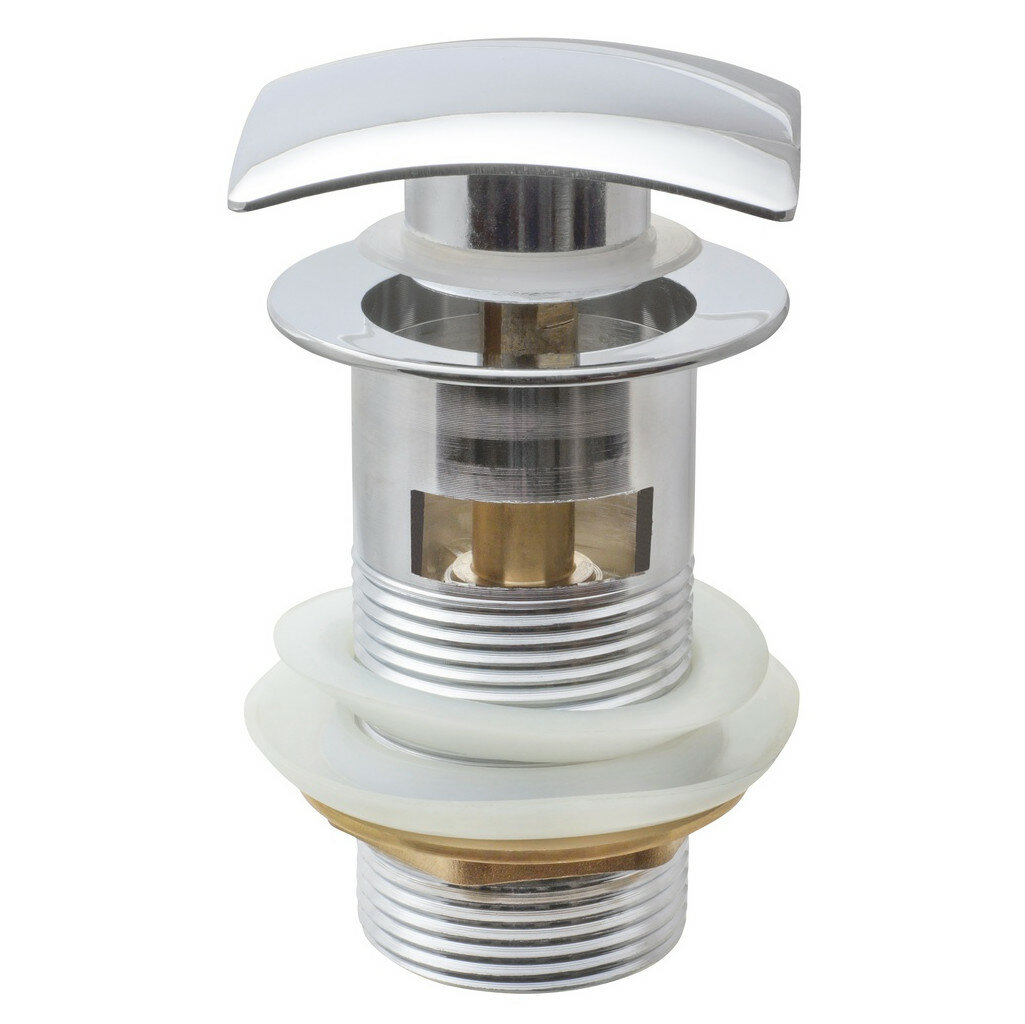 Выпуск для умывальника 1.1/4, системы клик-клак с отверстием для перелива, квадратный