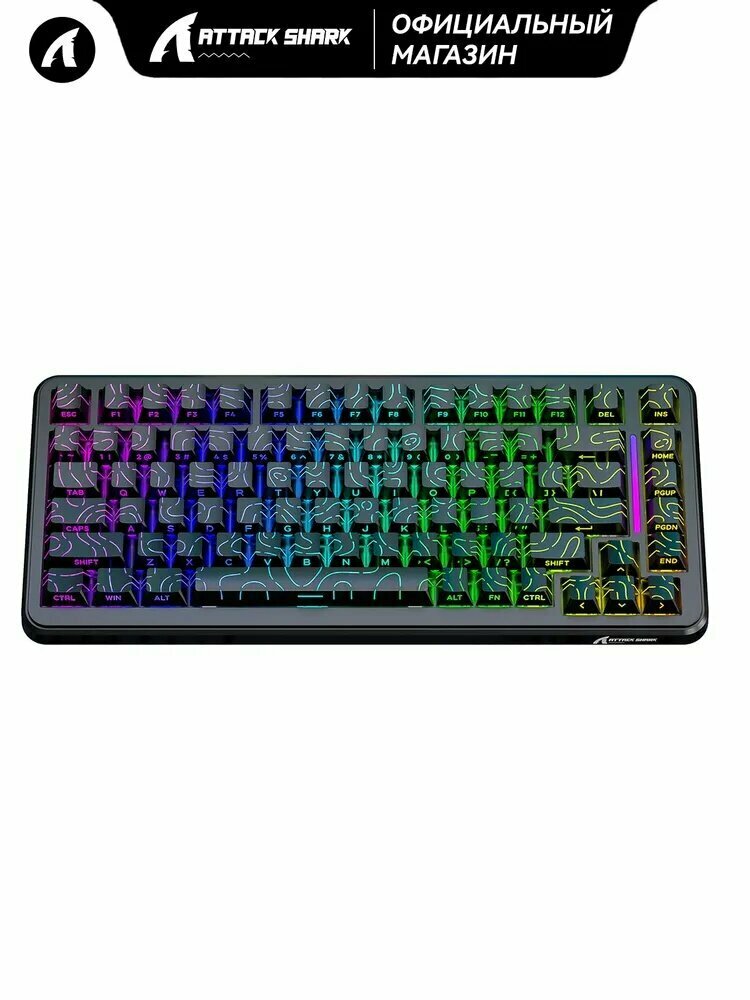 Игровая клавиатура ATTACK "SHARK", черная, магнитные переключатели, подсветка RGB