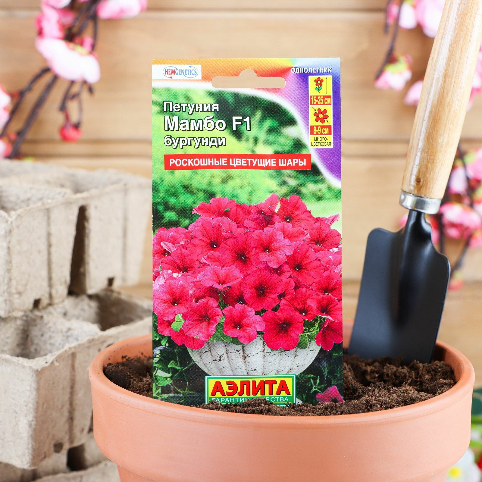 Семена цветов Петуния Мамбо F1 бургунди многоцветковая, 7 шт