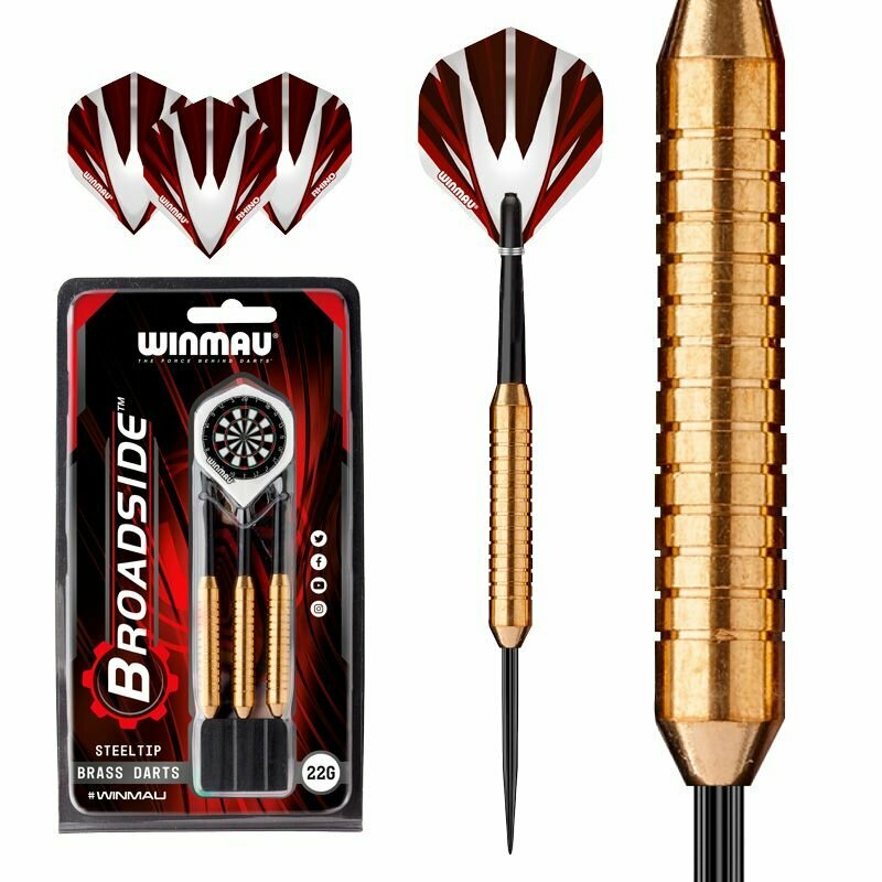 Дротики для Дартс 22гр Winmau Broadside Brass steeltip со стальными иглами
