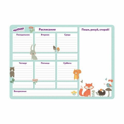 Планинг на холодильник магнитный расписание 42х30 см, с маркером и салфеткой, юнландия, 237851