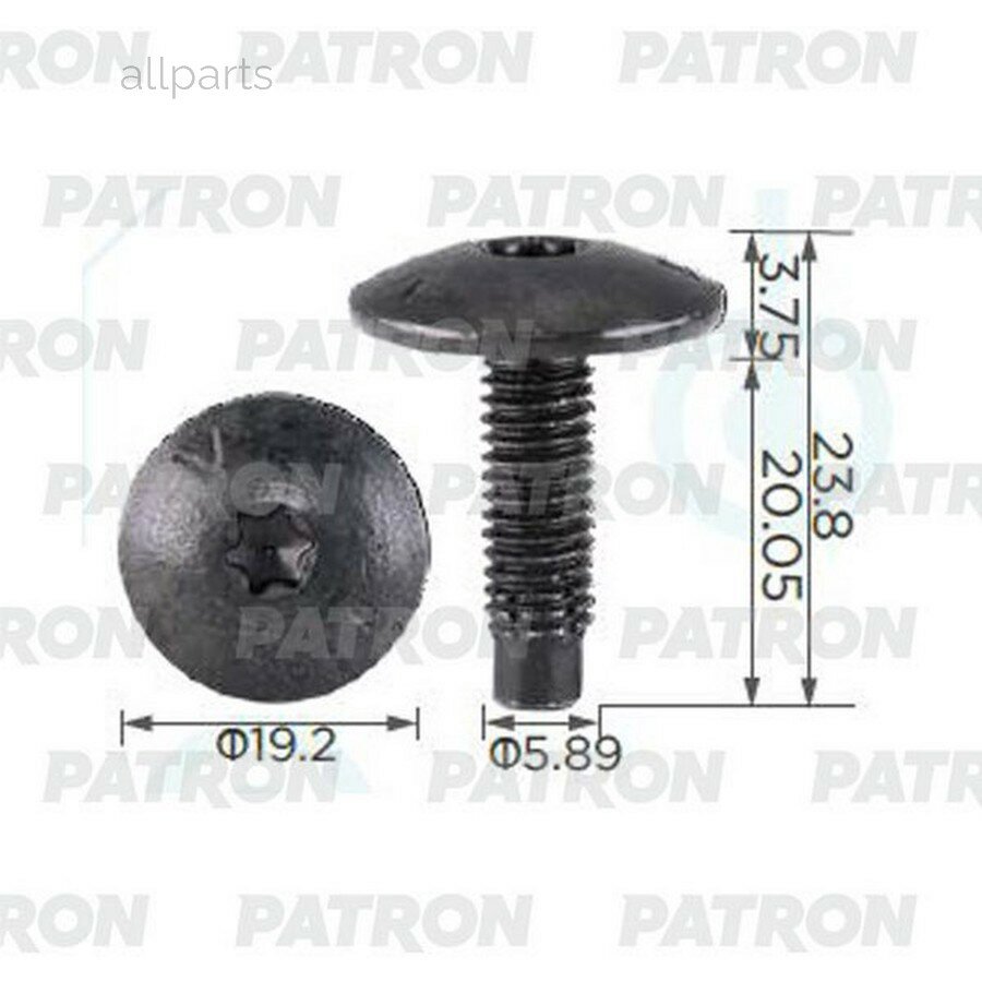 PATRON P37-2433 Винт металлический Peugeot Citroen Применяемость Болт 6x17mm под TORX крепления