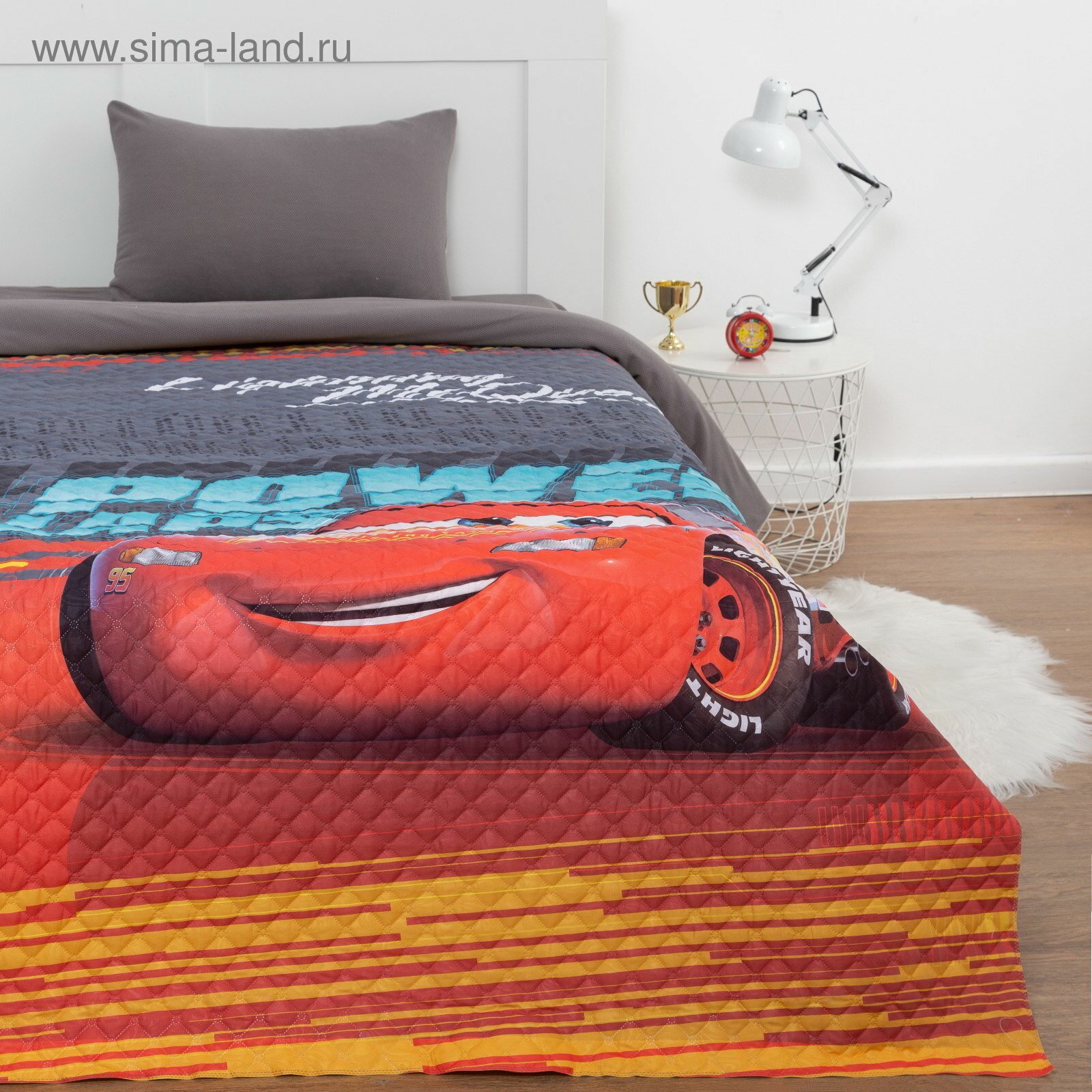 Покрывало детское "Машина" 1.5 сп, 145x210 см, микрофибра, цвет: красный