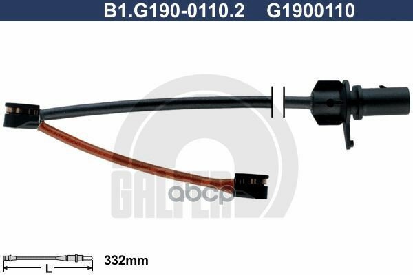 Датчик износа торм. колодок пер. L [332mm] AUDI Q5 2.0/ 3.0/ 3.2 08-> GALFER арт. B1-G190-0110-2