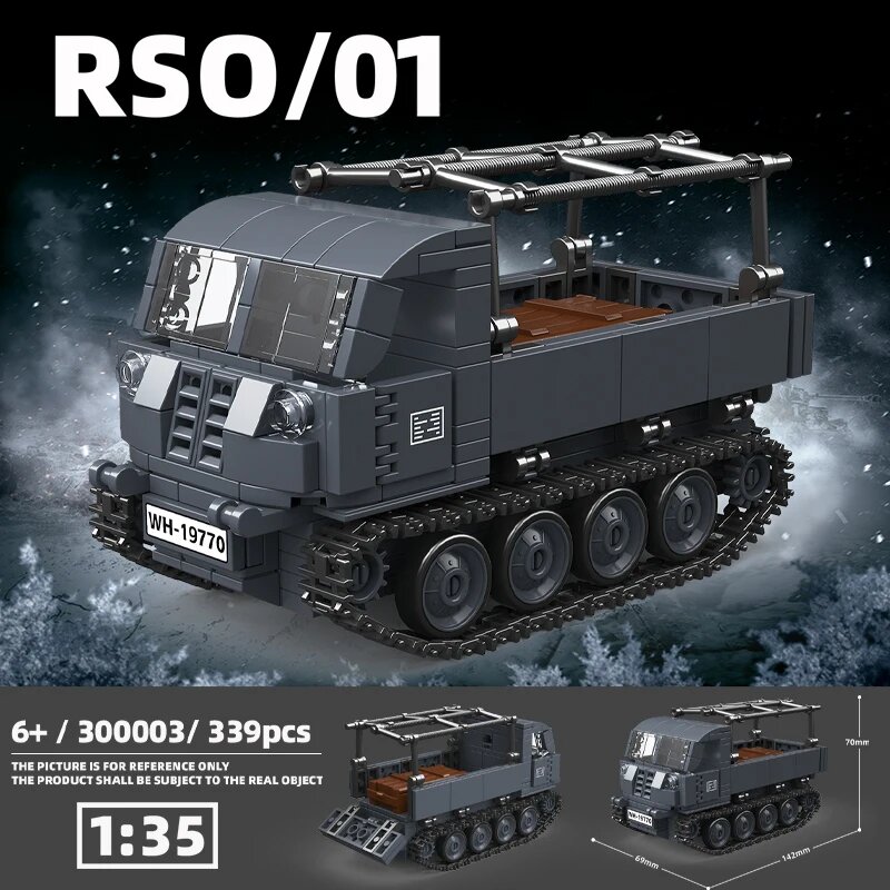 Вторая мировая война RSO/01 тип гусеничного трактора в сборе, строительный блок, игрушка для мальчика, артиллерийский трейлер, противотанковый пистолет RaupenSchlepper Ost