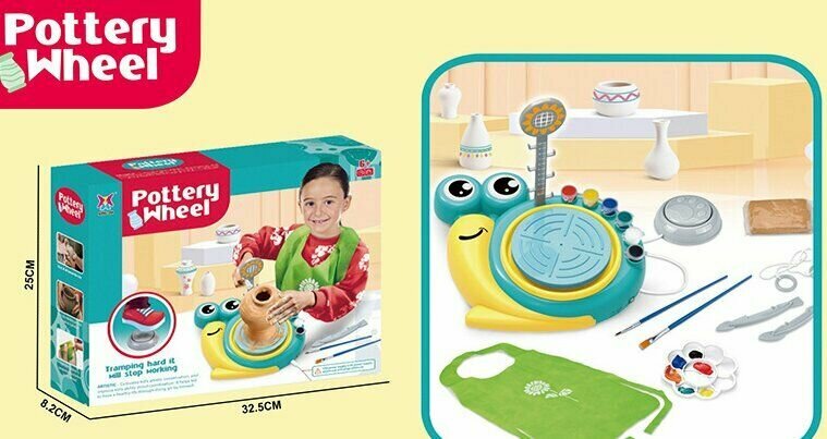 Детский гончарный набор "Улитка" с электрическим гончарным кругом