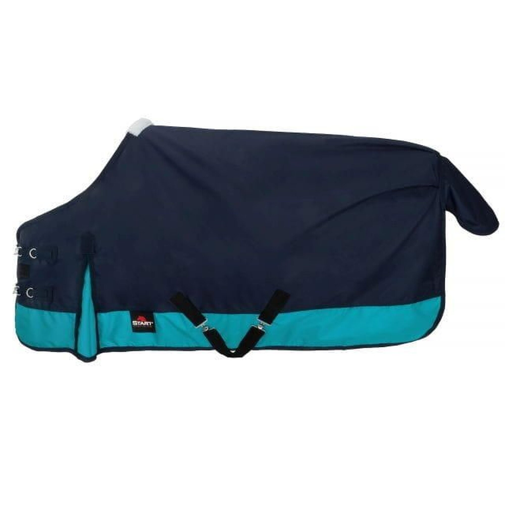 Decathlon Паддокная попона для лошади START 2-tone 0g 600D с подкладкой и ремнями, размер:135 см, темно-синий/красный